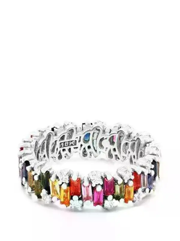 SUZANNE KALAN 18k White Gold Rainbow Sapphire And Diamond Ring