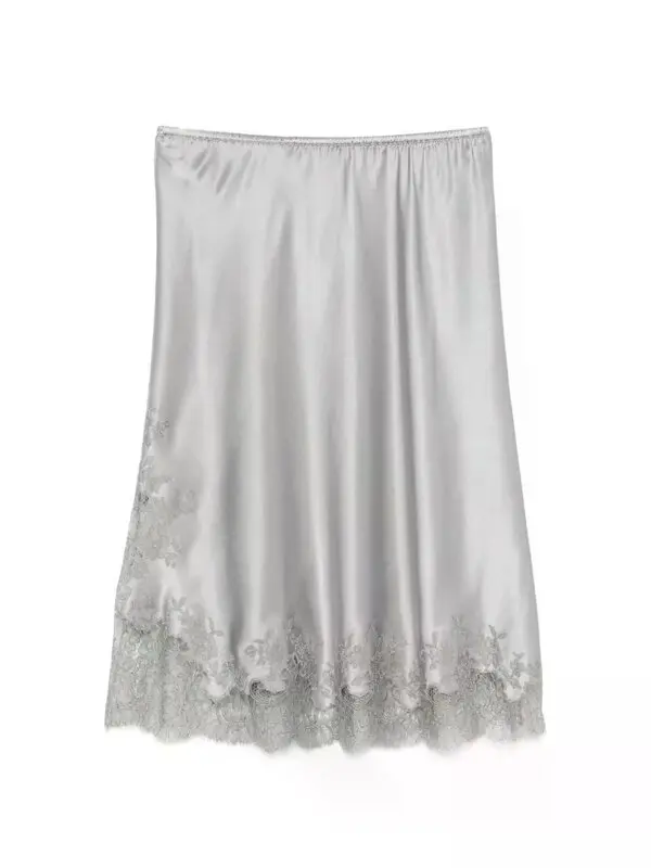 Carine Gilson Lace-trim Silk Skirt - Grey