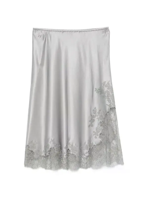 Carine Gilson Lace-trim Silk Skirt