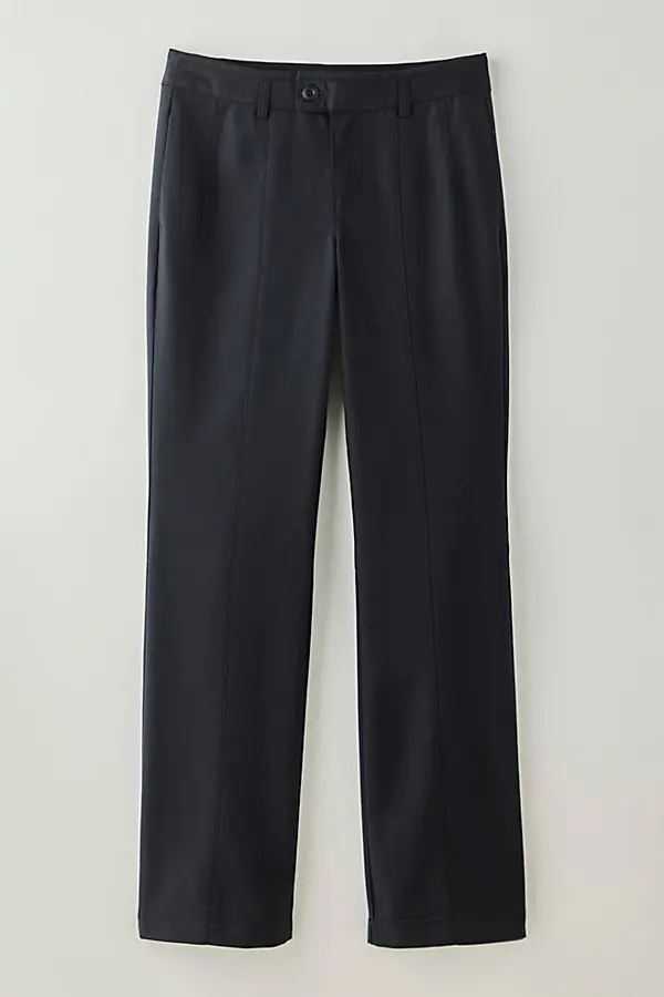 Free People Set On You Slim Solid Trousers At - Black