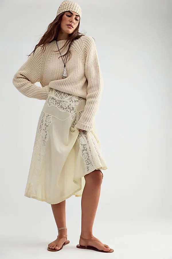 Free People Low Tide Knit Pullover At - Marshmallow