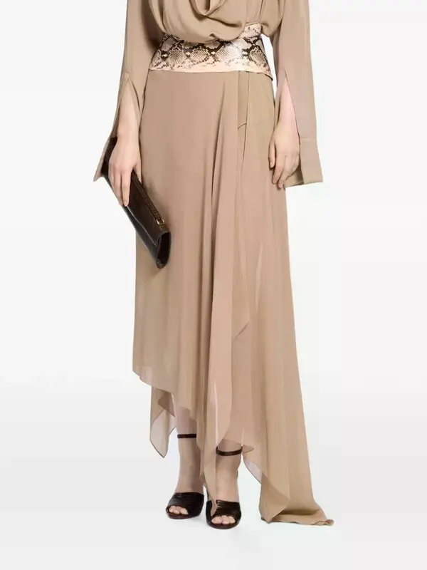 Elie Saab Python-print Draped Maxi Skirt