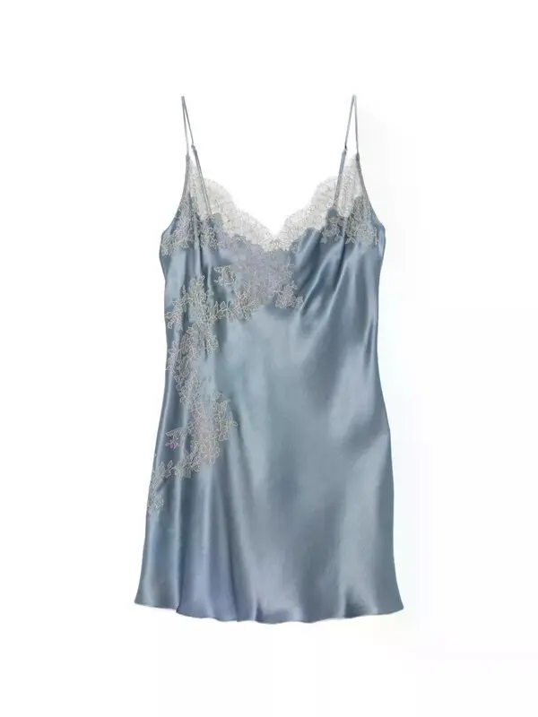 Carine Gilson Lace-trim Slip Dress - Blue