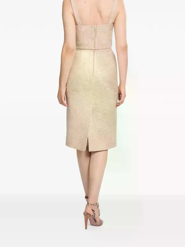Elie Saab Tweed Python-print Midi Skirt