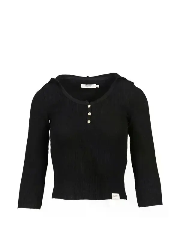 GLOWNY 3/4 Sleeve Button Hoodie