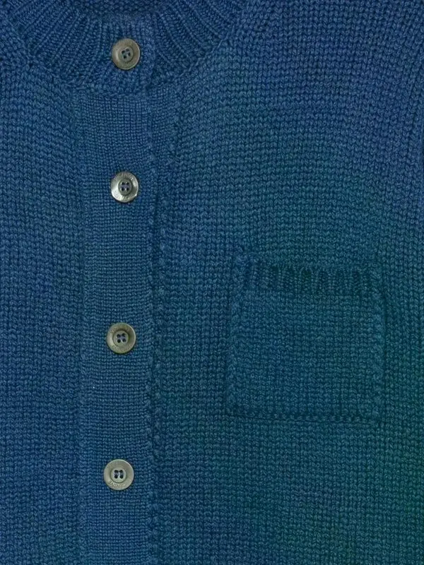 Incentive! Cashmere Chest-pocket Button-up Cardigan - Blue