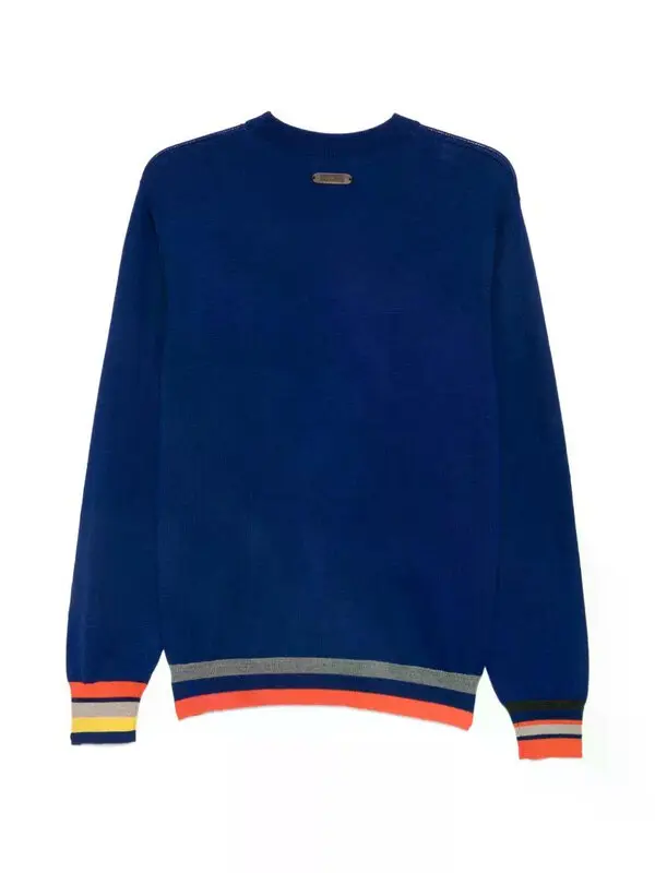 Moschino Stripe-trim Wool Sweater - Blue