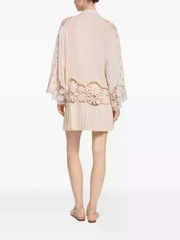 Elie Saab Macramé-trimmed Pleated Mini Dress