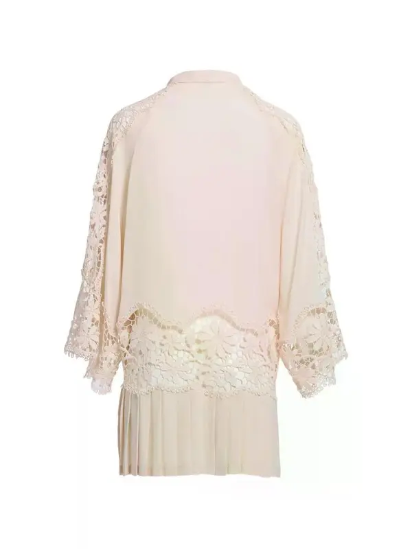 Elie Saab Macramé-trimmed Pleated Mini Dress