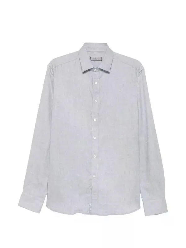 Canali Herringbone-weave Long-sleeve Shirt - Grey