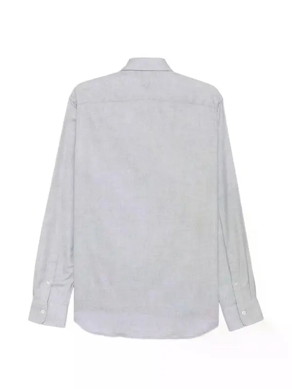 Canali Herringbone-weave Long-sleeve Shirt - Grey