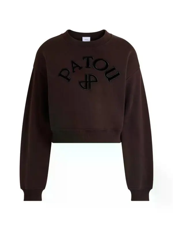 PATOU Logo-patch Cropped Sweater - Brown