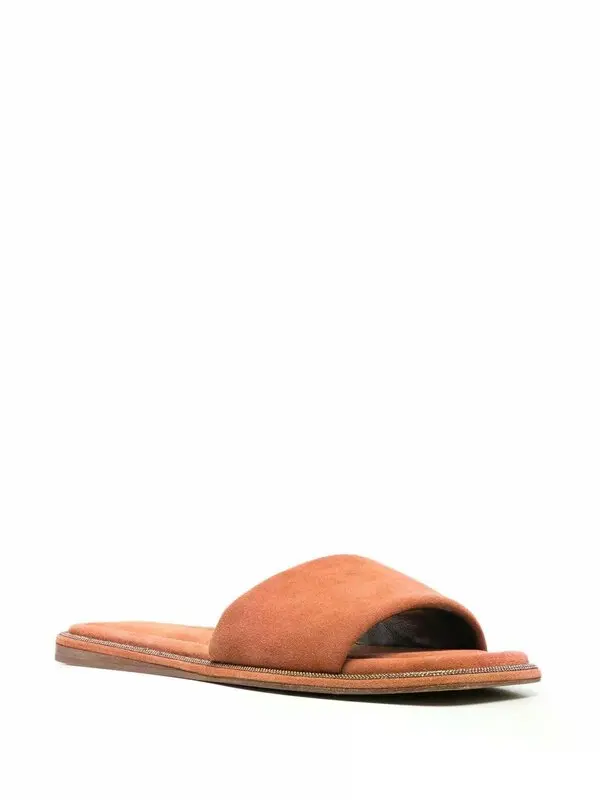 Brunello Cucinelli Suede-leather Slider Sandals