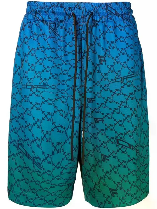 Off-White Logo-print Drawstring Shorts - Blue