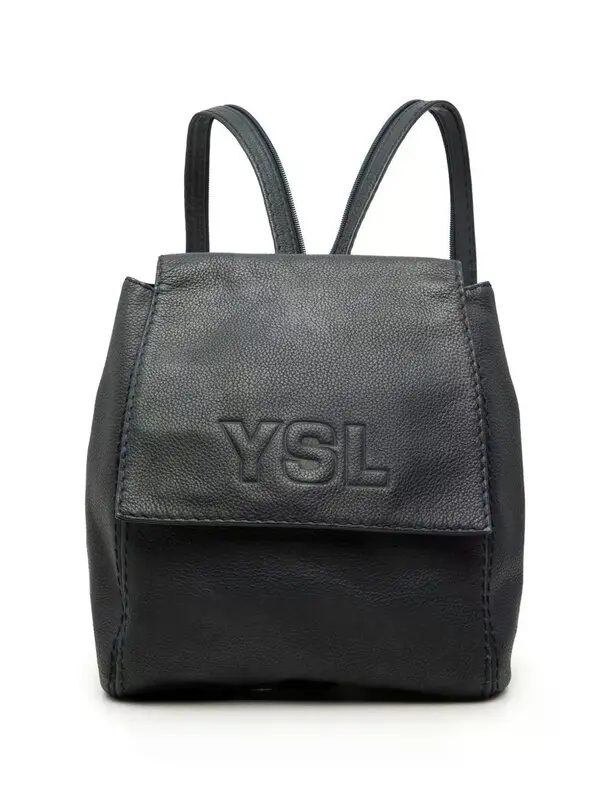 Saint Laurent 2000-2012 Embossed Leather Backpack - Blue