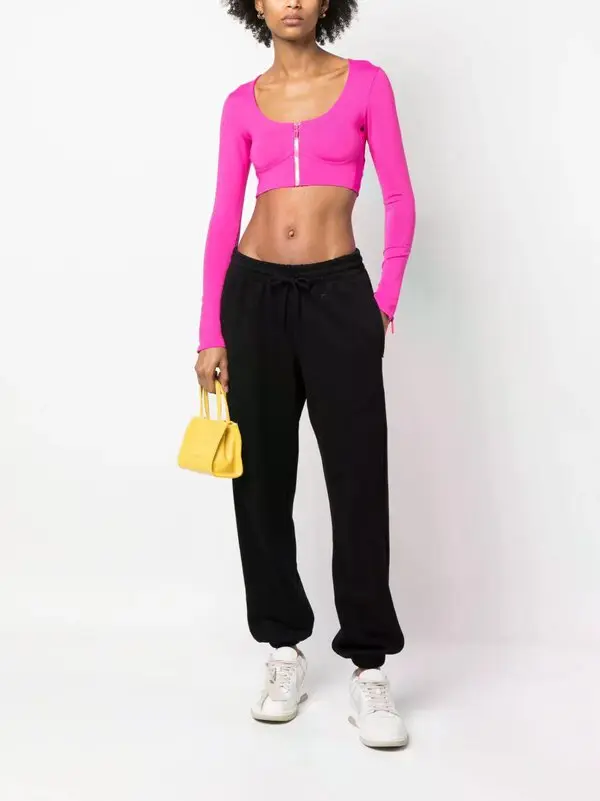 Off-White Zip-logo Long-sleeve Crop Top