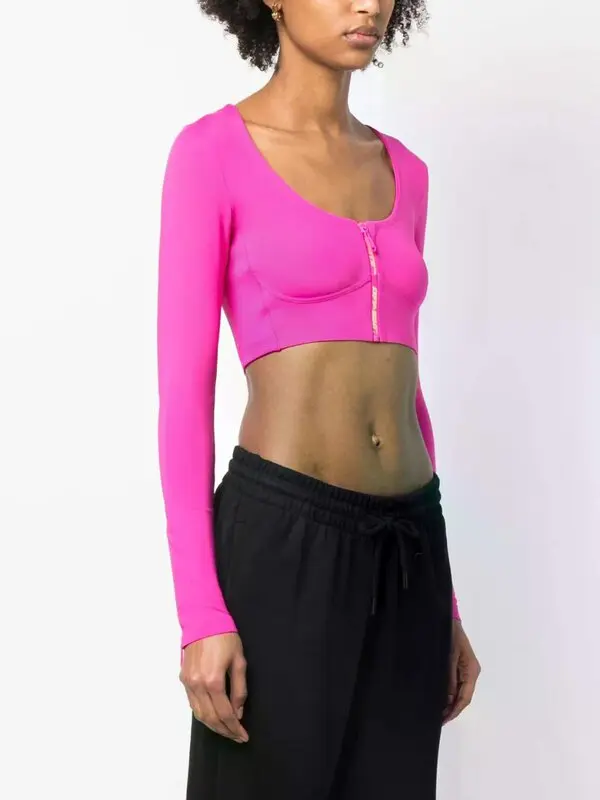 Off-White Zip-logo Long-sleeve Crop Top