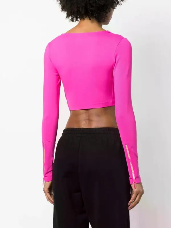 Off-White Zip-logo Long-sleeve Crop Top