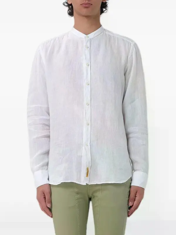 B.D.BAGGIES Band-collar Cotton Shirt - White