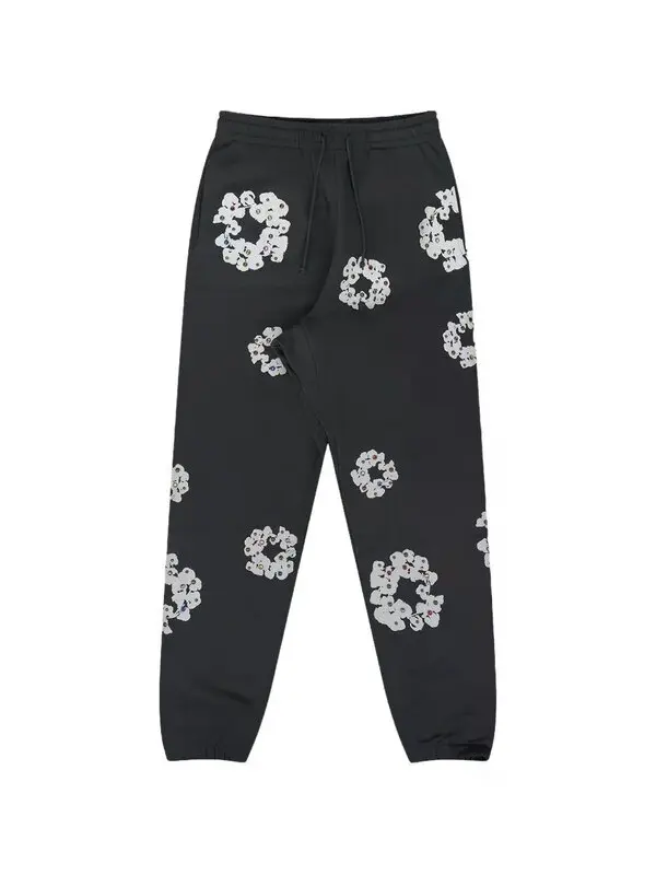 DENIM TEARS Cotton Wreath Rhinestone Track Pants - Black