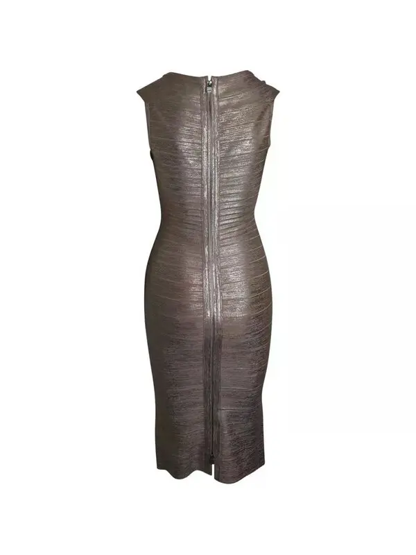 Herve Leger Scoop Neck Metallic Bandage Dress