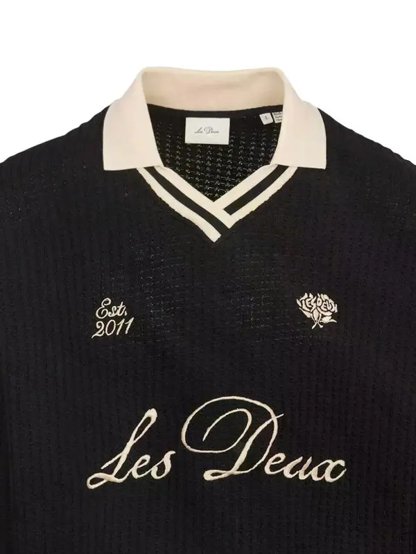 LES DEUX Logo-embroidered V-neck Sweater