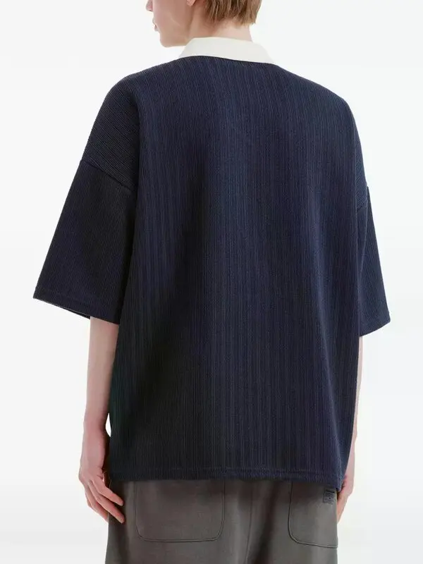 AFTERMATHS Logo-embroidered V-neck Top - Blue