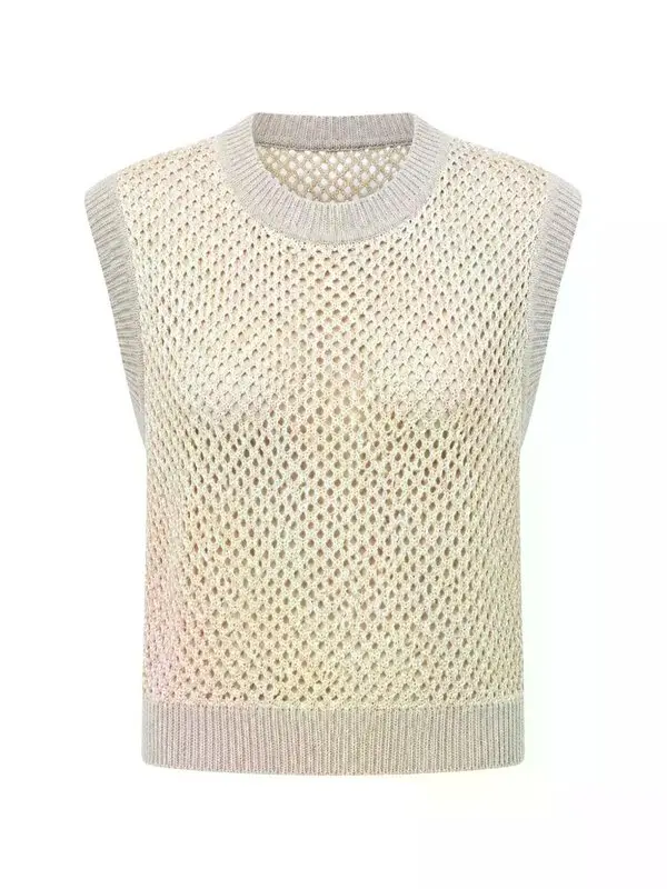 Max & Moi Open-knit Ribbed-trim Sweater - Neutrals