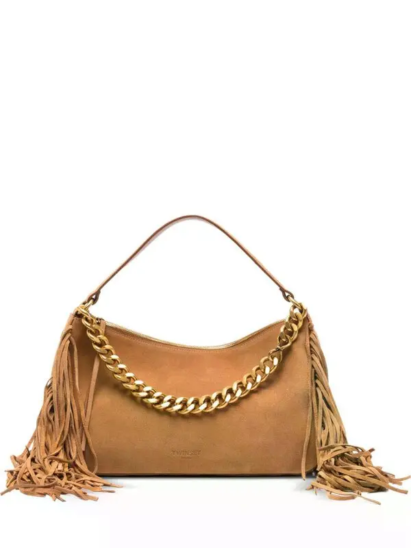 TWINSET Fringe-trimmed Chain-link Shoulder Bag - Brown