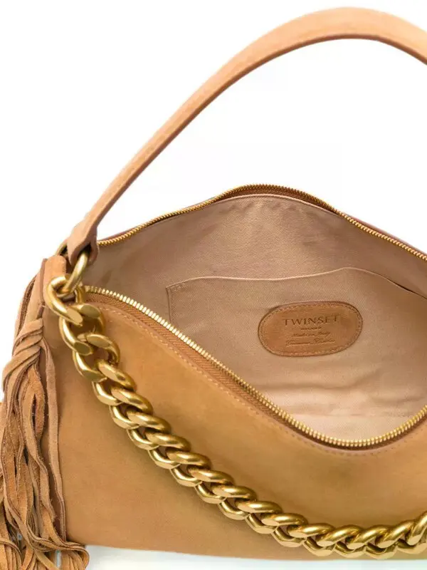 TWINSET Fringe-trimmed Chain-link Shoulder Bag - Brown