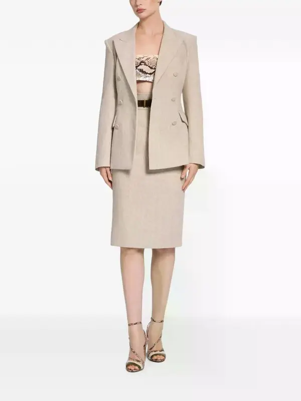 Elie Saab Belted Pencil Midi Skirt