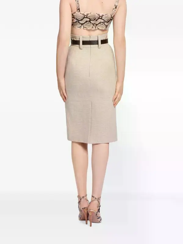 Elie Saab Belted Pencil Midi Skirt