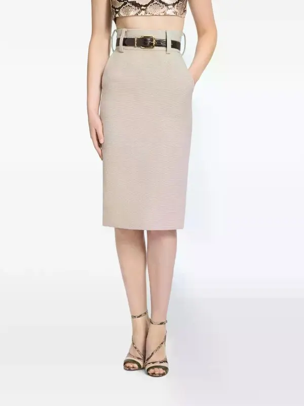 Elie Saab Belted Pencil Midi Skirt