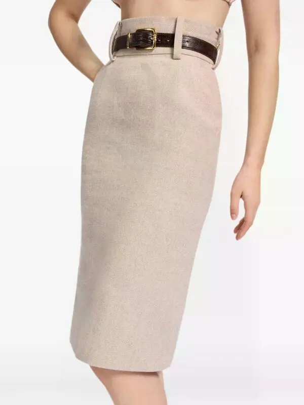 Elie Saab Belted Pencil Midi Skirt