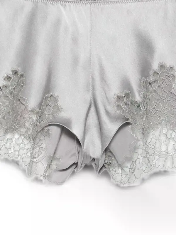 Carine Gilson Lace-trim Silk Shorts - Grey