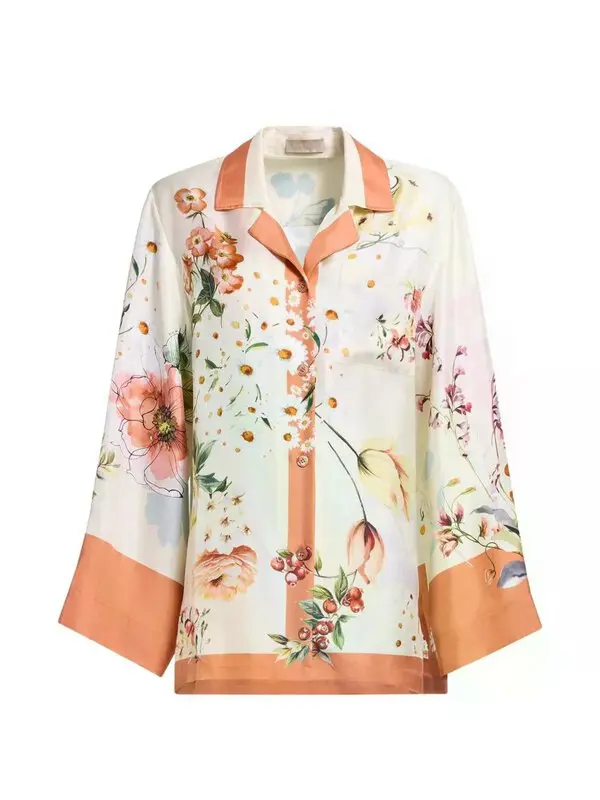 Elie Saab Floral-print Silk Shirt - Neutrals
