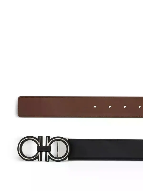 FERRAGAMO Gancini Reversible Leather Belt - Black