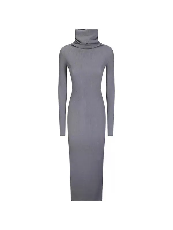Rick Owens Ribbed-knit Long-sleeve Maxi Dress - Grey