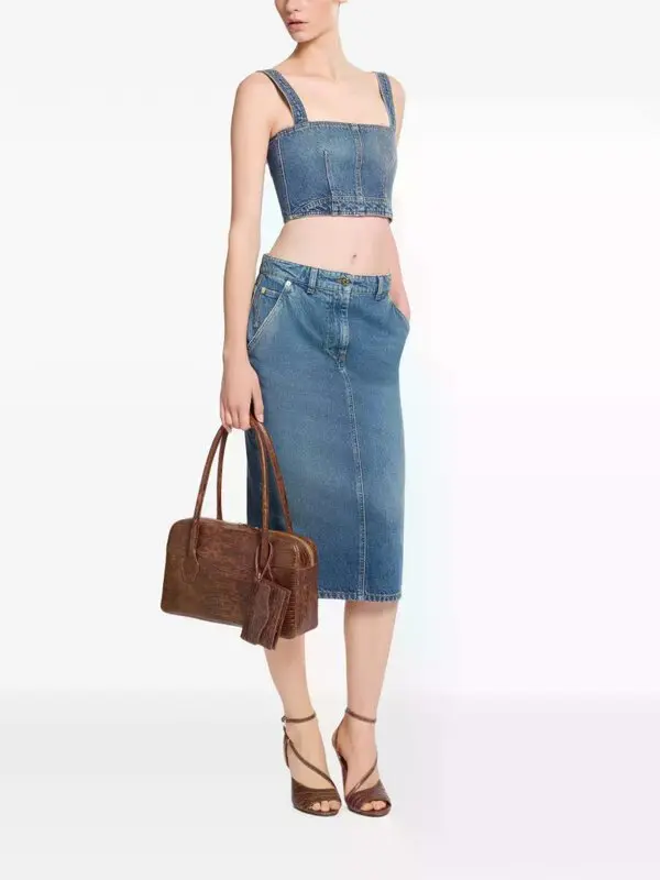 Elie Saab Cropped Denim Top
