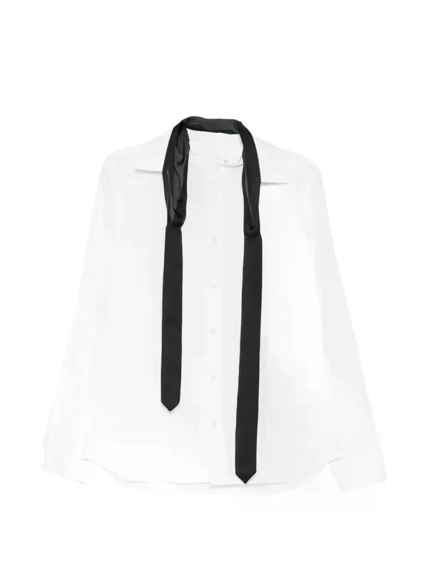 Sacai Poplin Tie Shirt - Neutrals