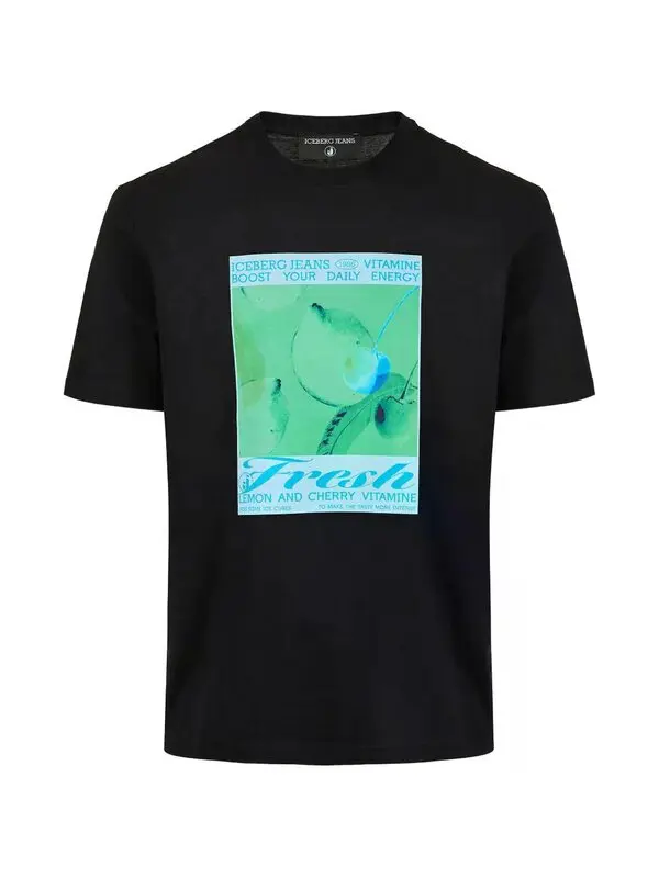 Iceberg Graphic-print Cotton T-shirt - Black