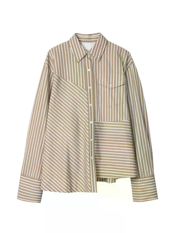 3.1 Phillip Lim Asymmetrical Striped Shirt - Neutrals