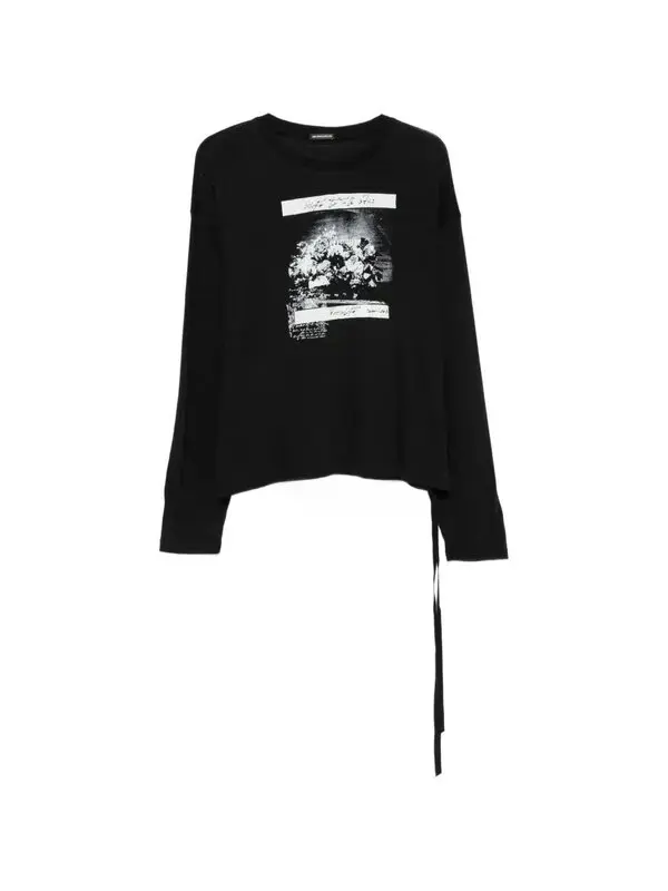 ANN DEMEULEMEESTER Graphic-print Long-sleeve Top - Black