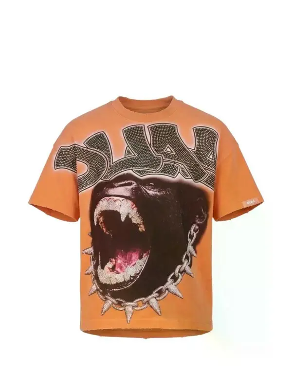 DUAA Chainlink Rhinestone-embellished T-shirt - Orange