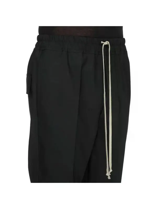 Rick Owens Drawstring Waist Pressed Crease Trousers - Black