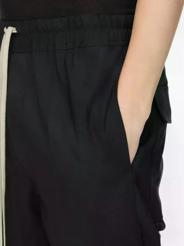 Rick Owens Drawstring Waist Pressed Crease Trousers - Black