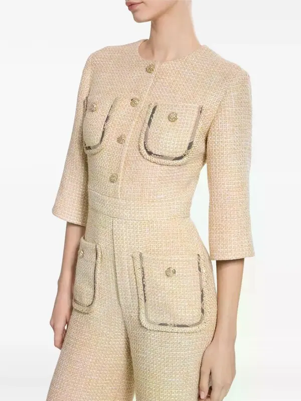 Elie Saab Python-print Tweed Jumpsuit