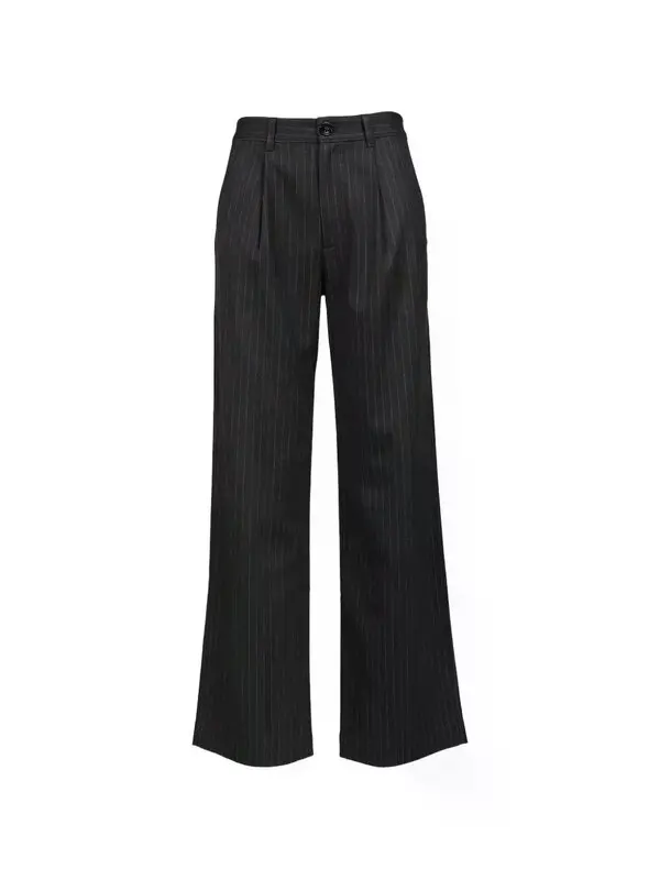 GLOWNY G Gentle Pinstriped Pleated Trousers - Grey