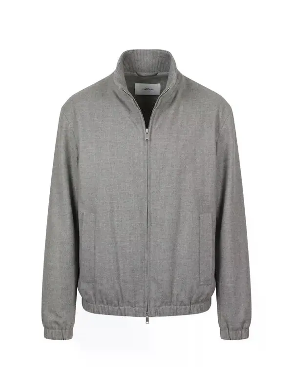 LARDINI High-neck Zip-up Wool Jacket - Grey
