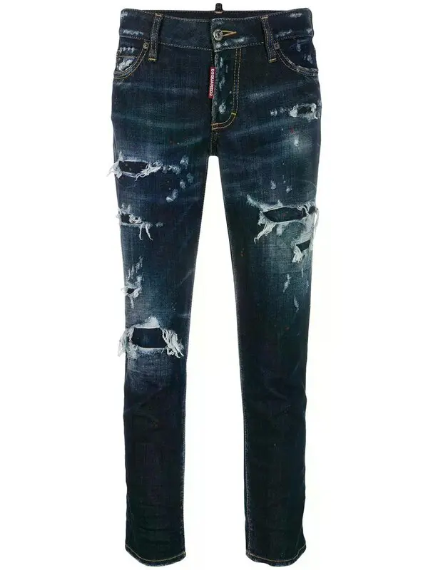 Dsquared2 Distressed Cropped Jeans - Blue